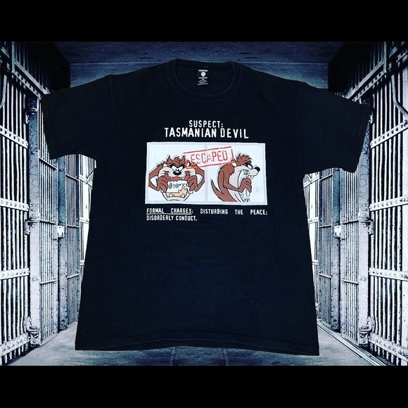 Shirts | 1997 Tazmanian Devil Mugshot Looney Toons T | Poshmark